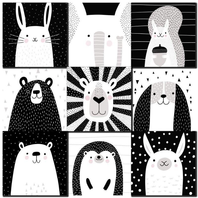 Streamline Art Mix and Match Animals - 36" - Black/ White — Planner 5D